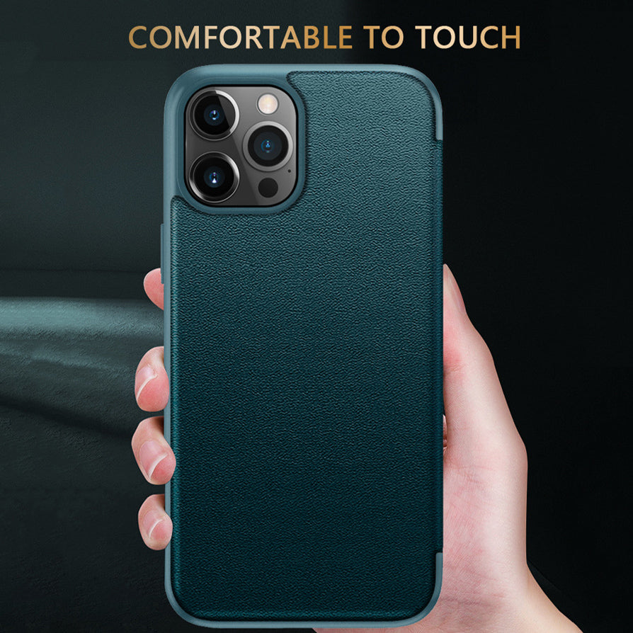 Luxury PU Leather Smart Mirror HD Translucent View Flip Phone Case ...