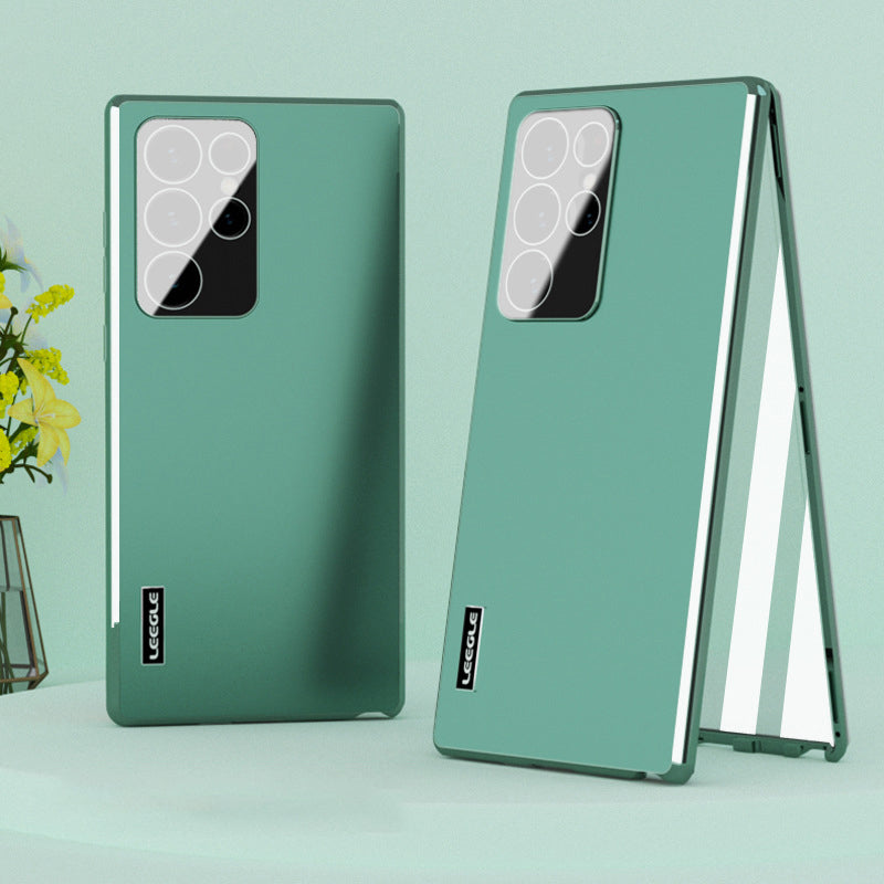 Curved Glass Metal Back All-inclusive Shockproof Phone Case for Samsun ...